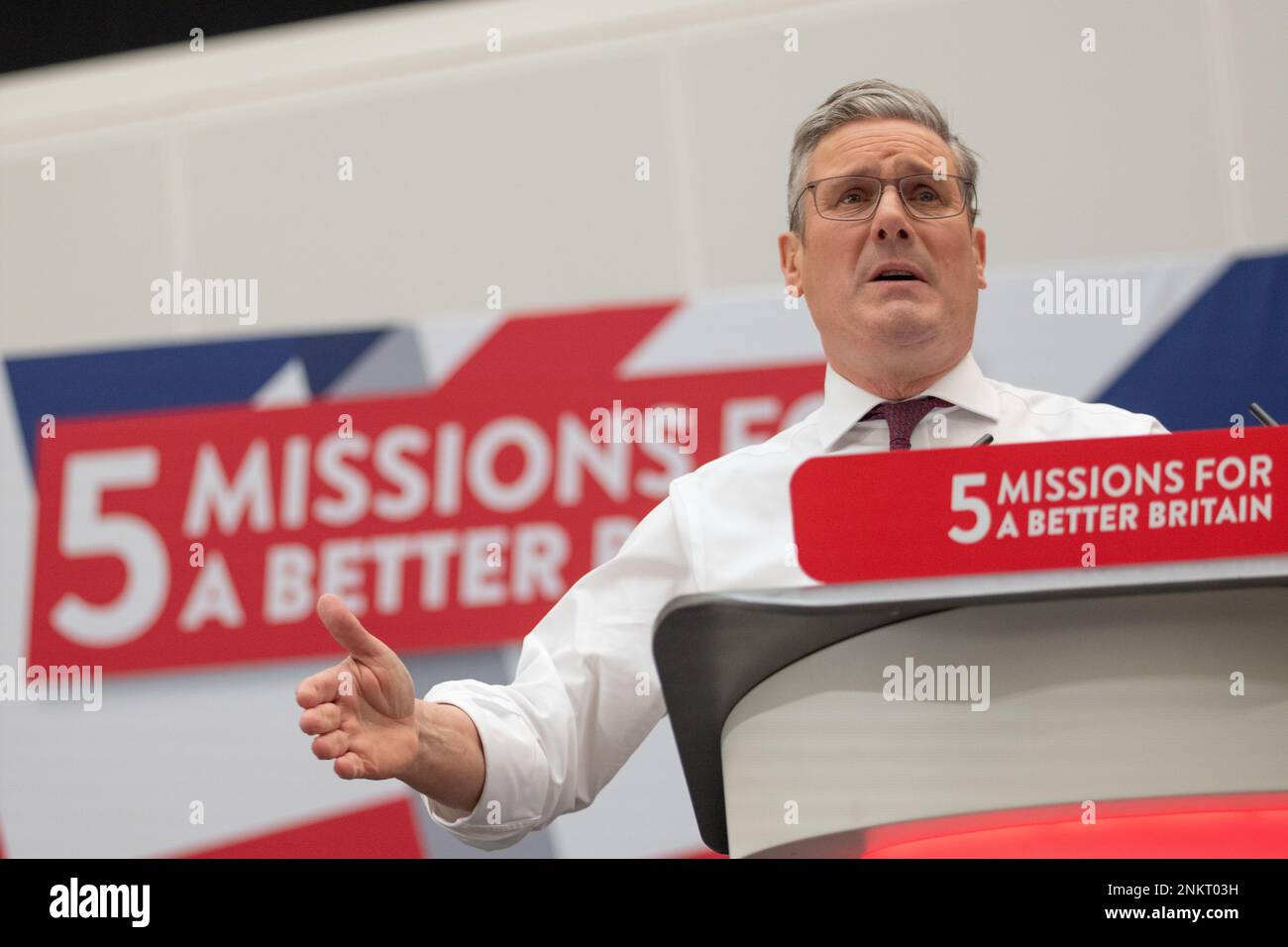 Manchester UK. 23/02/2023, Keir Starmer launches five bold missions for a better Britain at 1 ...