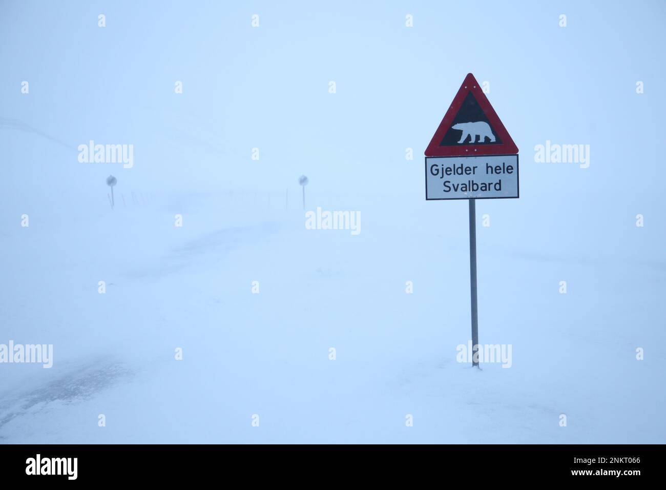Longyearbyen, Norway. 23rd Feb, 2023. A traffic sign warns of polar ...