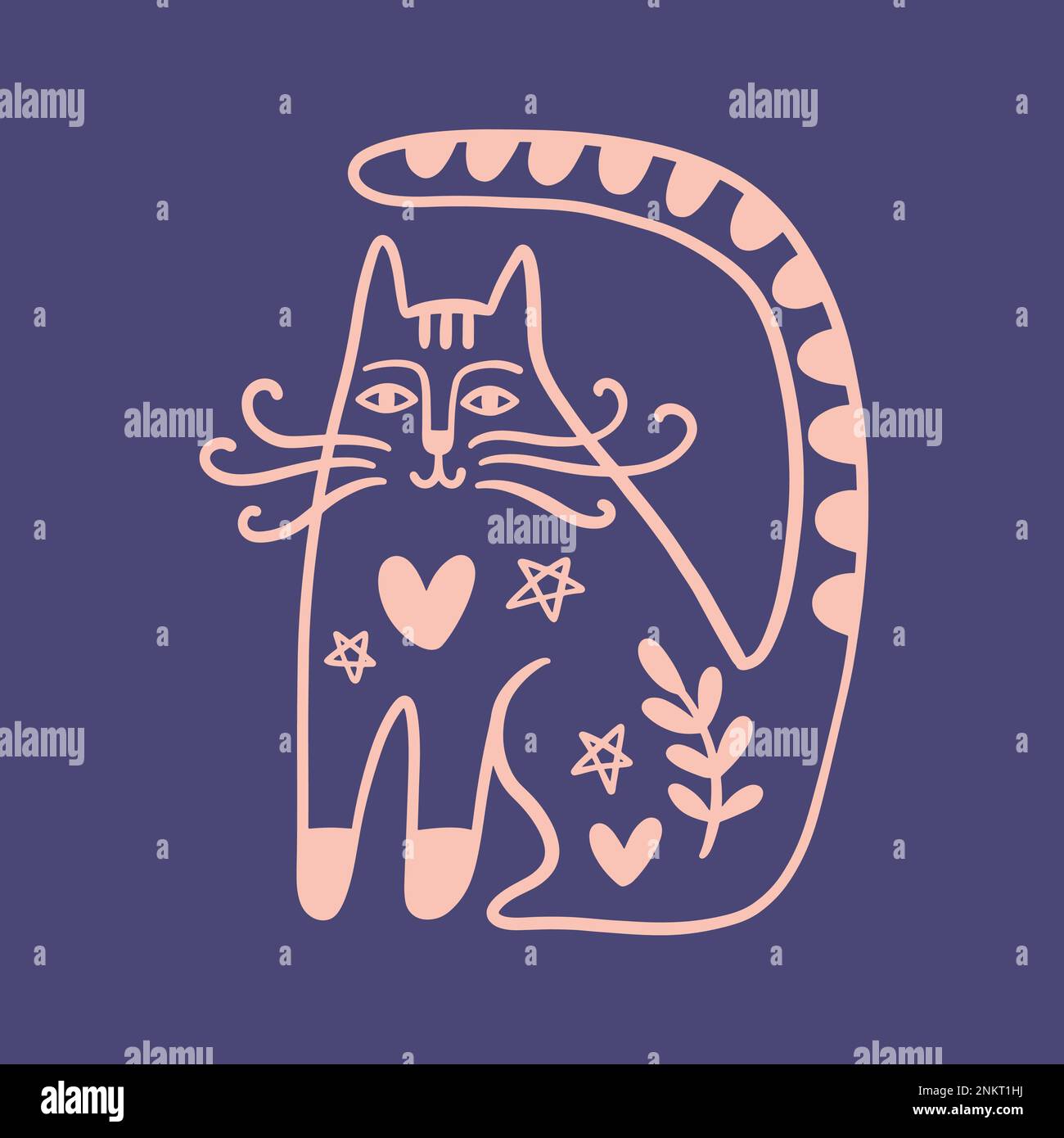 Artistic Cat in Vintage retro style Stock Vector Image & Art - Alamy