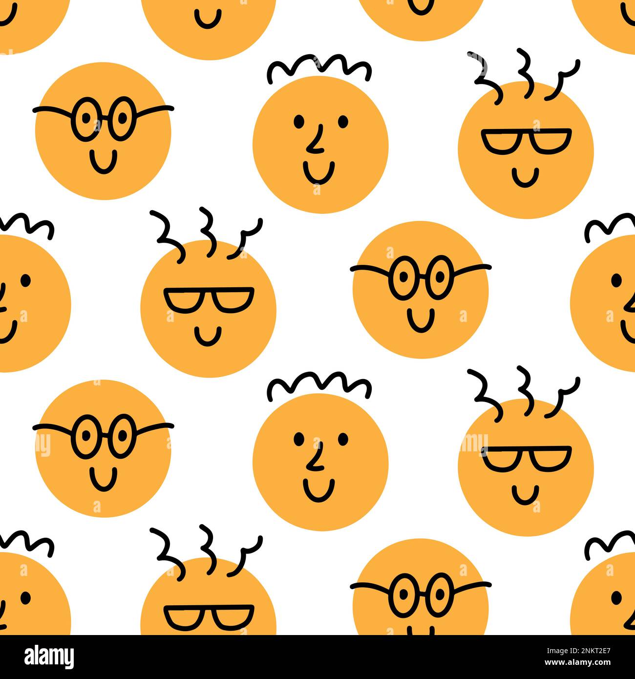 Fun Nerd Emoji Icons Seamless Pattern, Emoticon Doodle Faces Repeat ...
