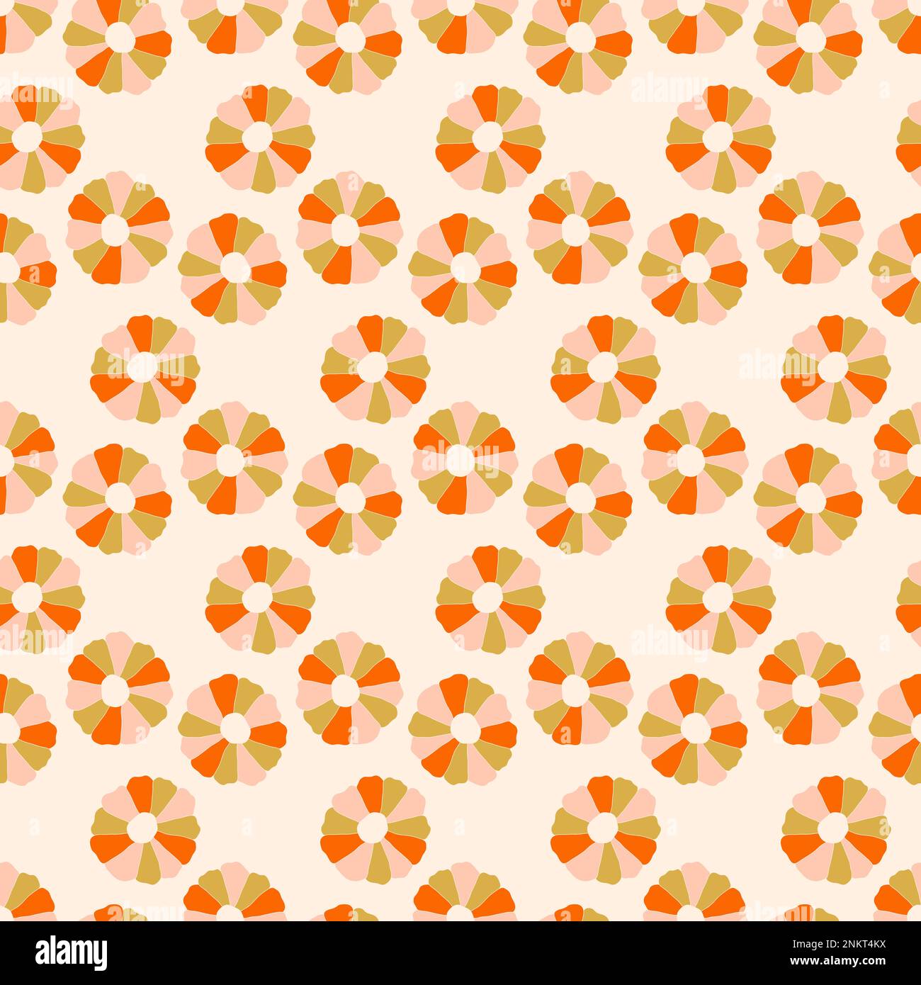 Groovy Summer Flowers Seamless Pattern 70s, 60s Retro style Stock ...