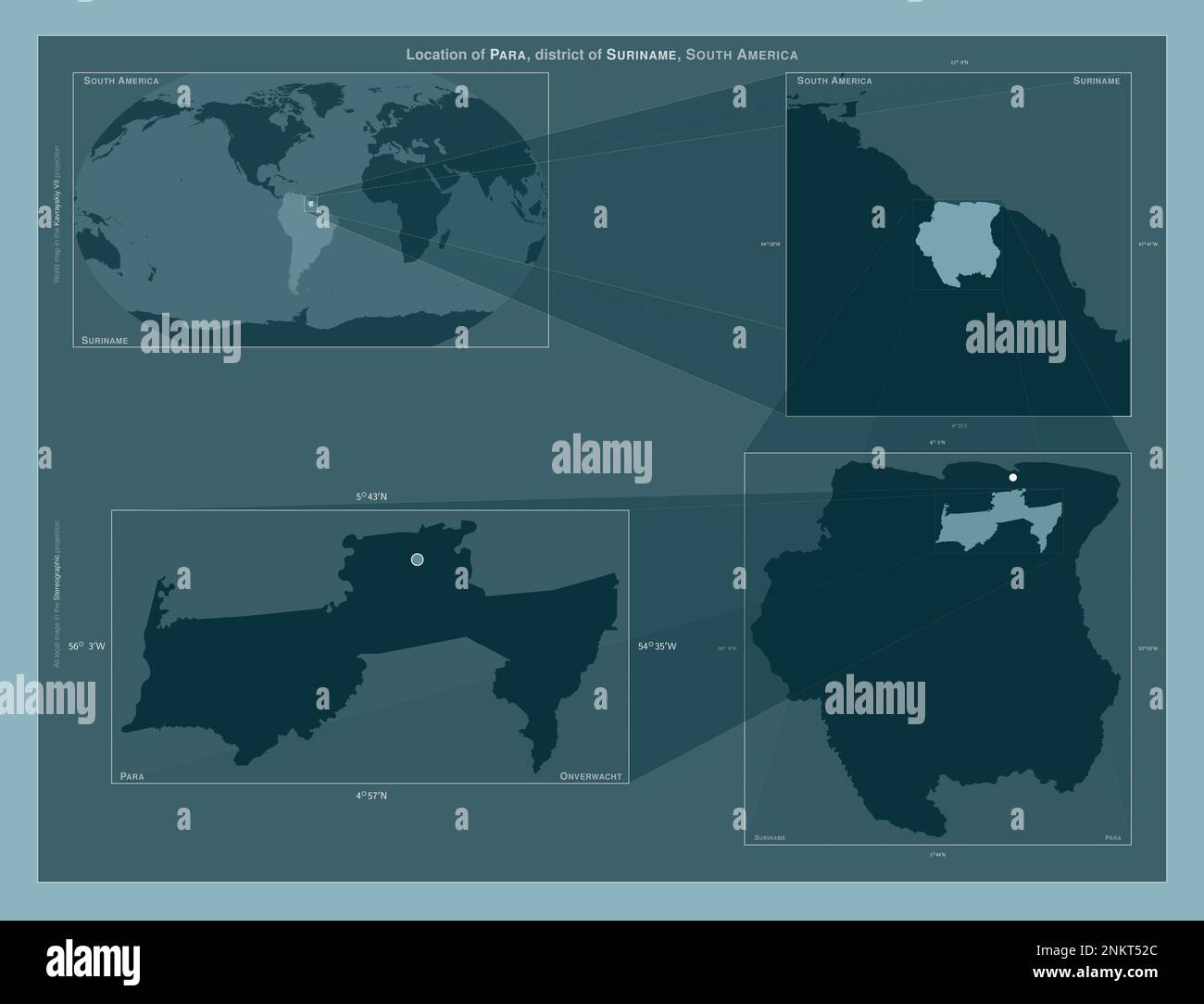 Para, district of Suriname. Diagram showing the location of the region ...