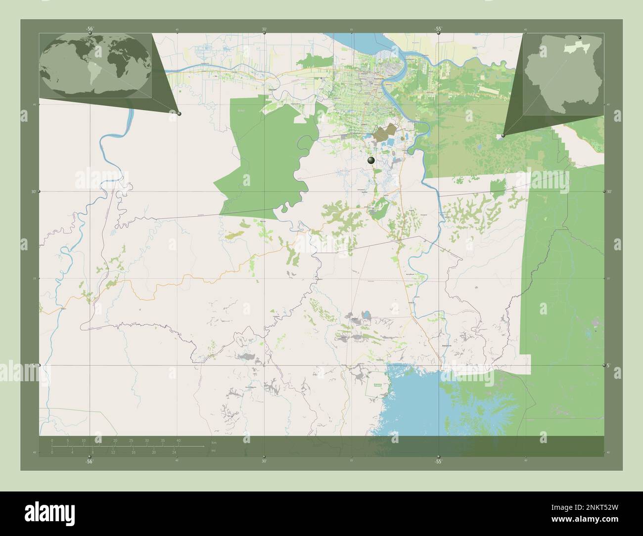 Para, district of Suriname. Open Street Map. Corner auxiliary location ...