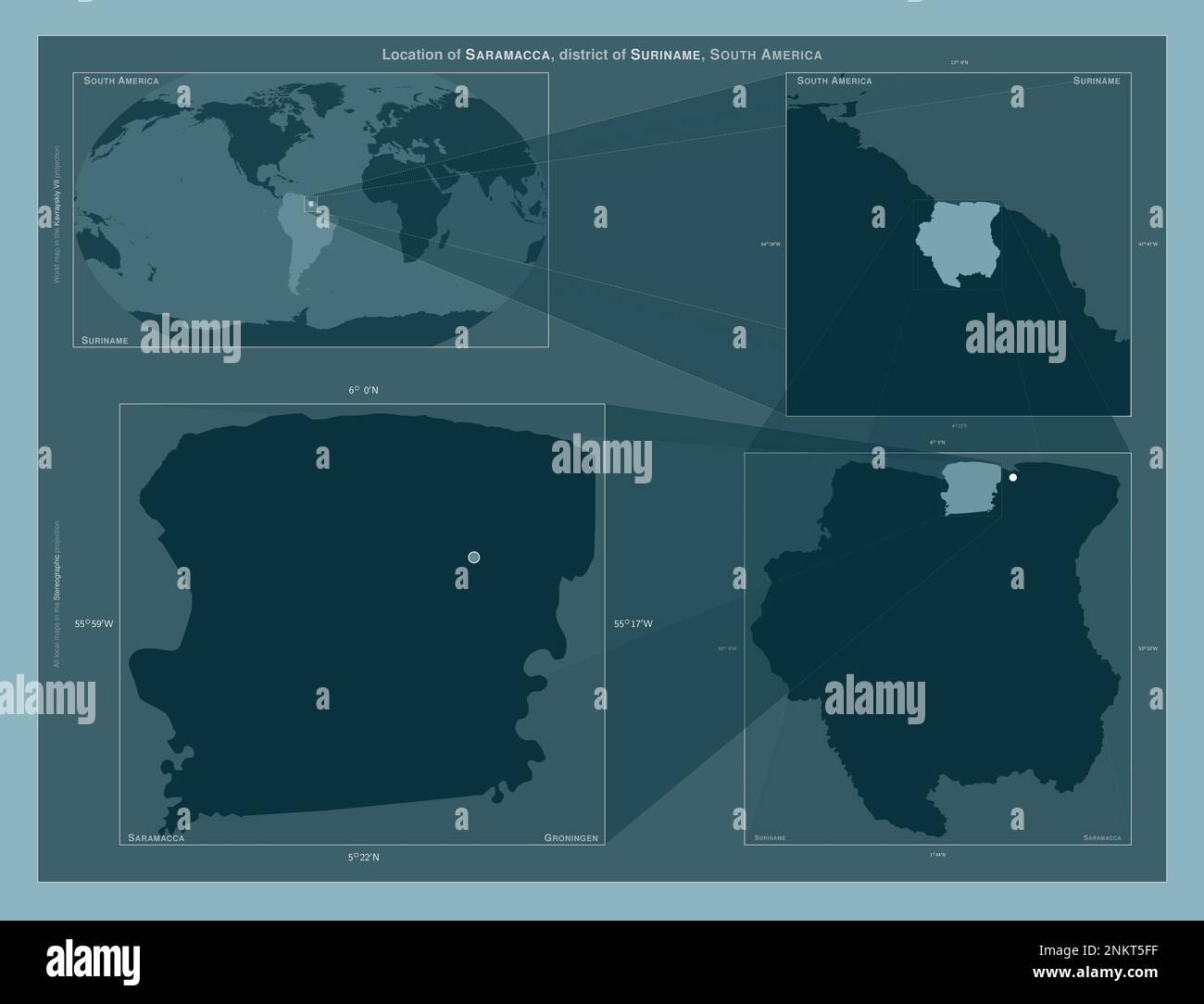 Saramacca, district of Suriname. Diagram showing the location of the ...