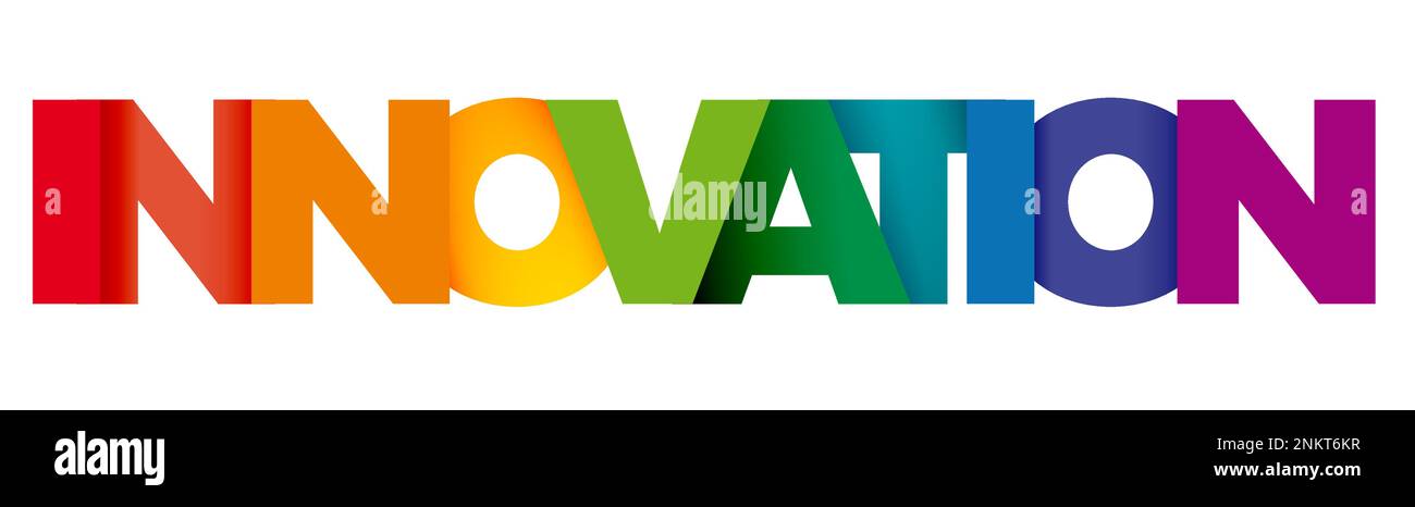 The word Innovation. Vector banner and logo with colorful text Stock ...