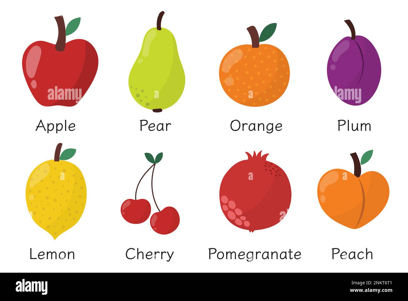 Doodle fruits set in cartoon style. Collection with hand drawn fruits ...