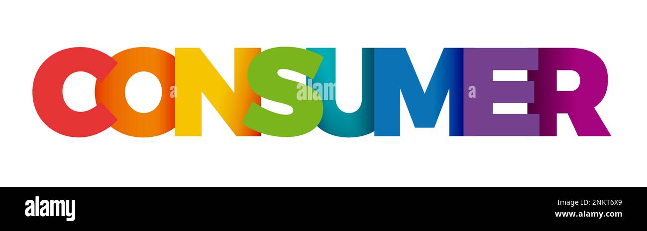 The word Consumer. Vector banner and logo with colorful text Stock ...