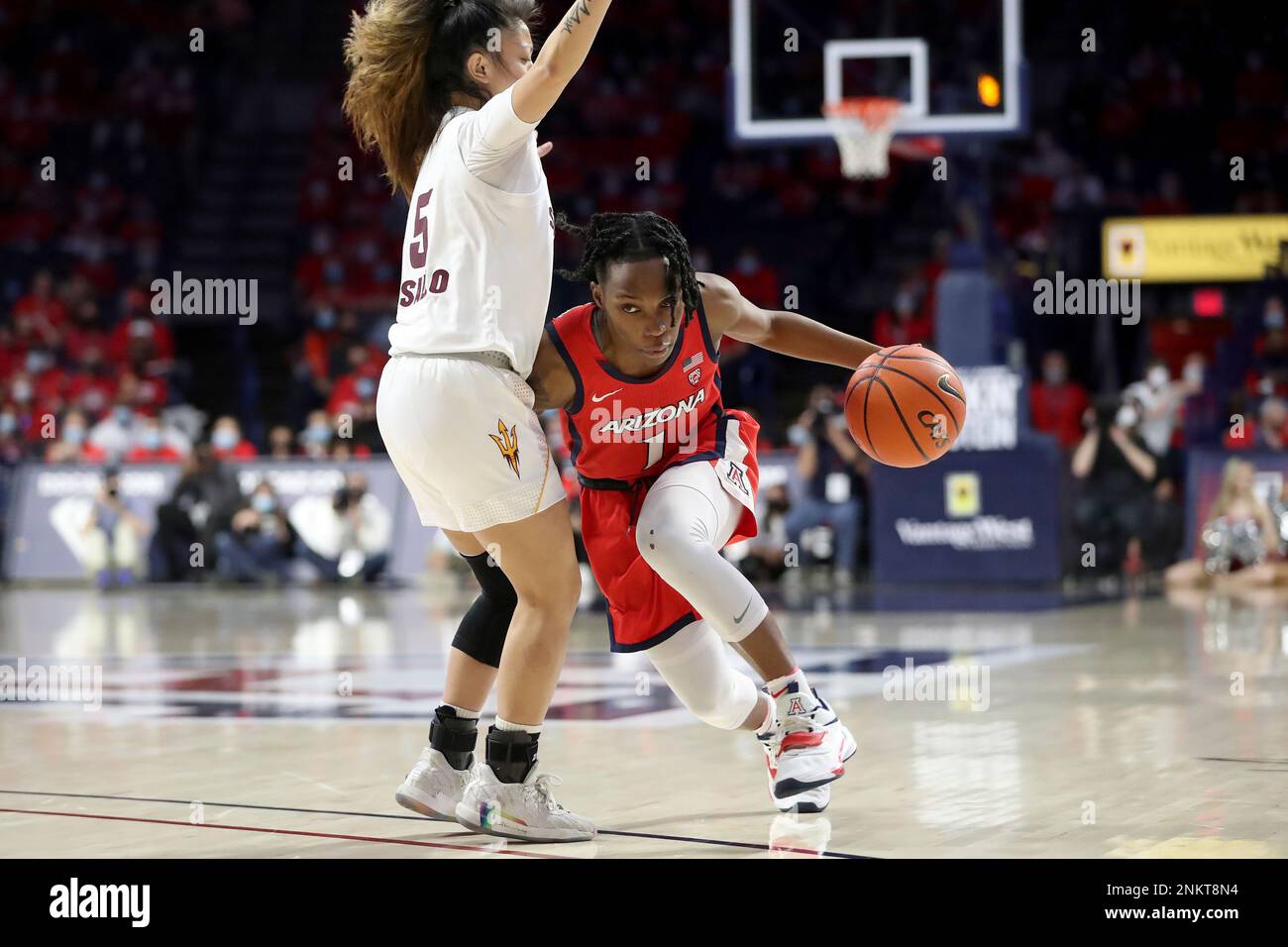 TUCSON, AZ - FEBRUARY 13: Arizona Wildcats guard Shaina Pellington #1 ...