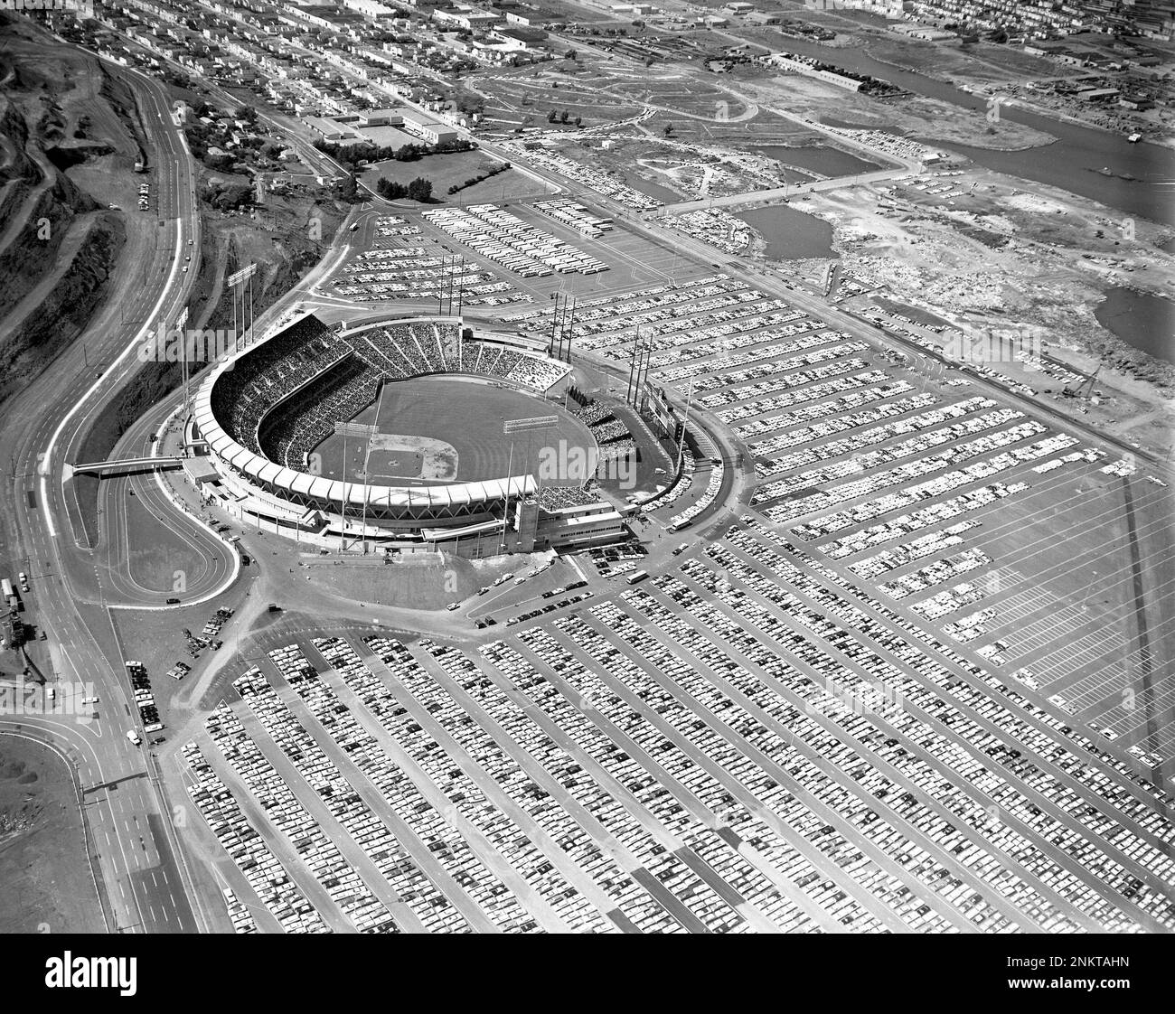 Aerial views of Opening Day at Candlestick Park April 12, 1960. The ...