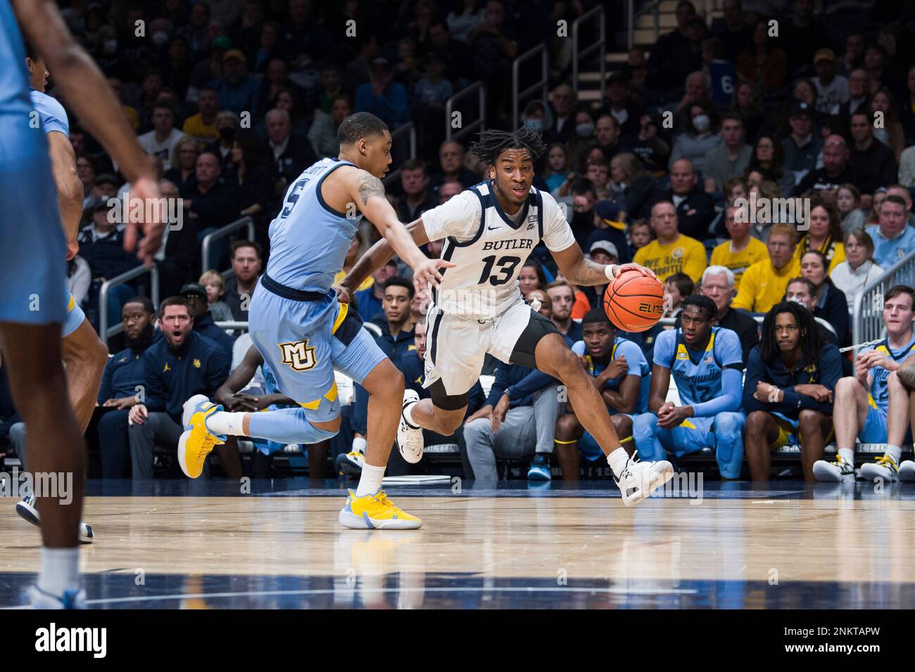 INDIANAPOLIS, IN - FEBRUARY 12: Butler Bulldogs guard Jayden Taylor (13 ...