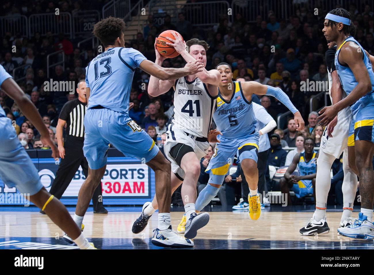 INDIANAPOLIS, IN - FEBRUARY 12: Butler Bulldogs guard Simas Lukosius ...