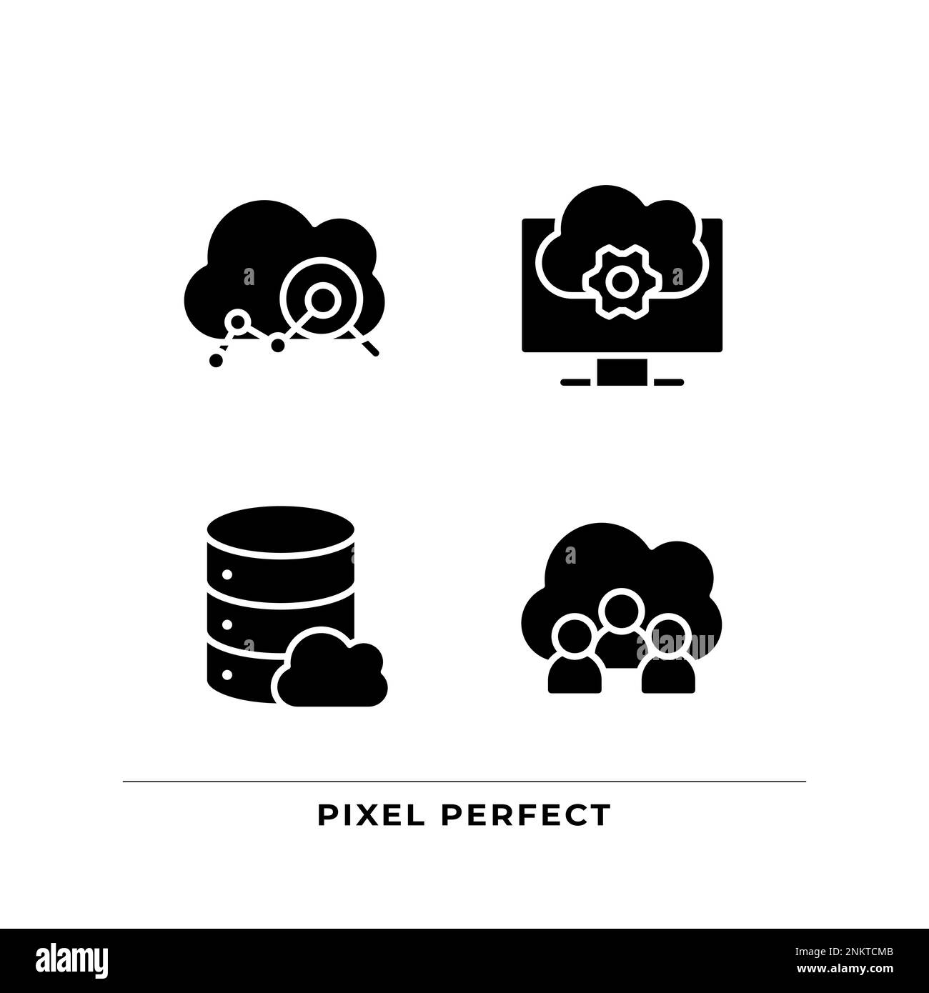 Cloud based service black glyph icons set on white space Stock Vector ...
