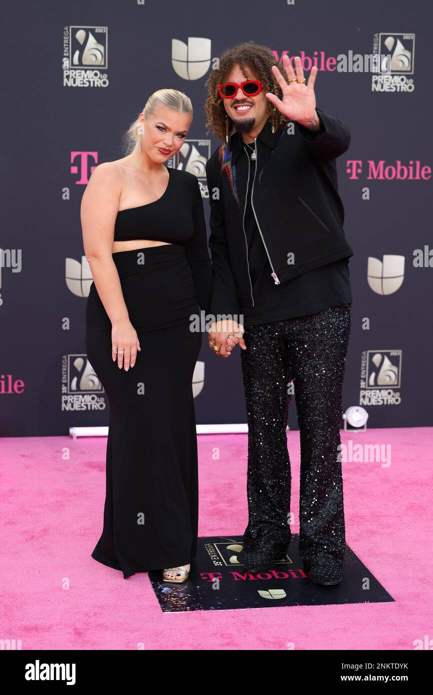 MIAMI, FL-FEB 23: K Marie and Maffio are seen during Univision “ Premio ...