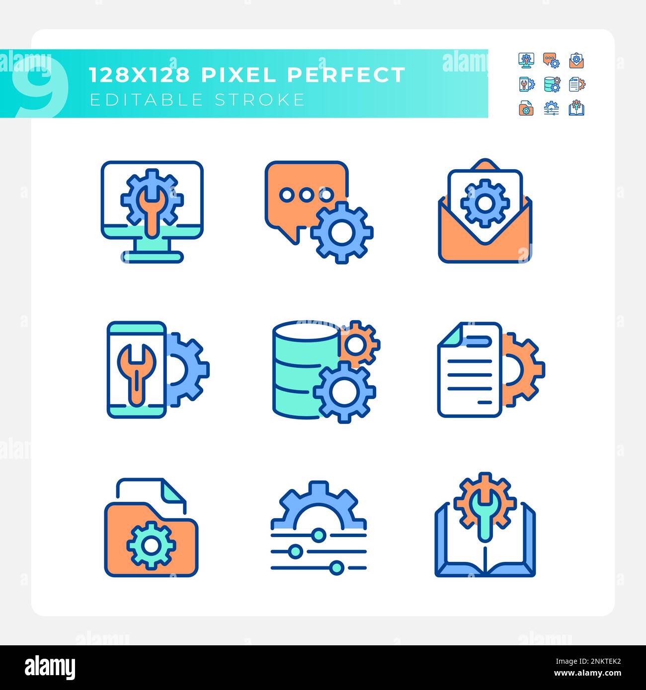 Technical configuration pixel perfect RGB color icons set Stock Vector Image & Art - Alamy