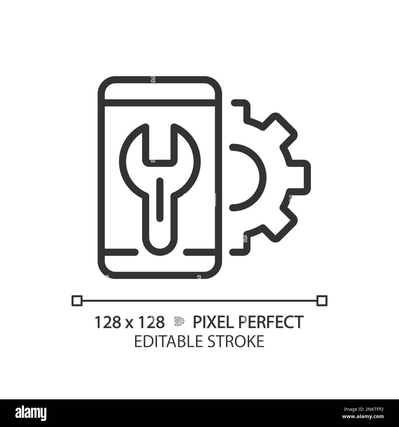 Smartphone settings pixel perfect linear icon Stock Vector Image & Art - Alamy