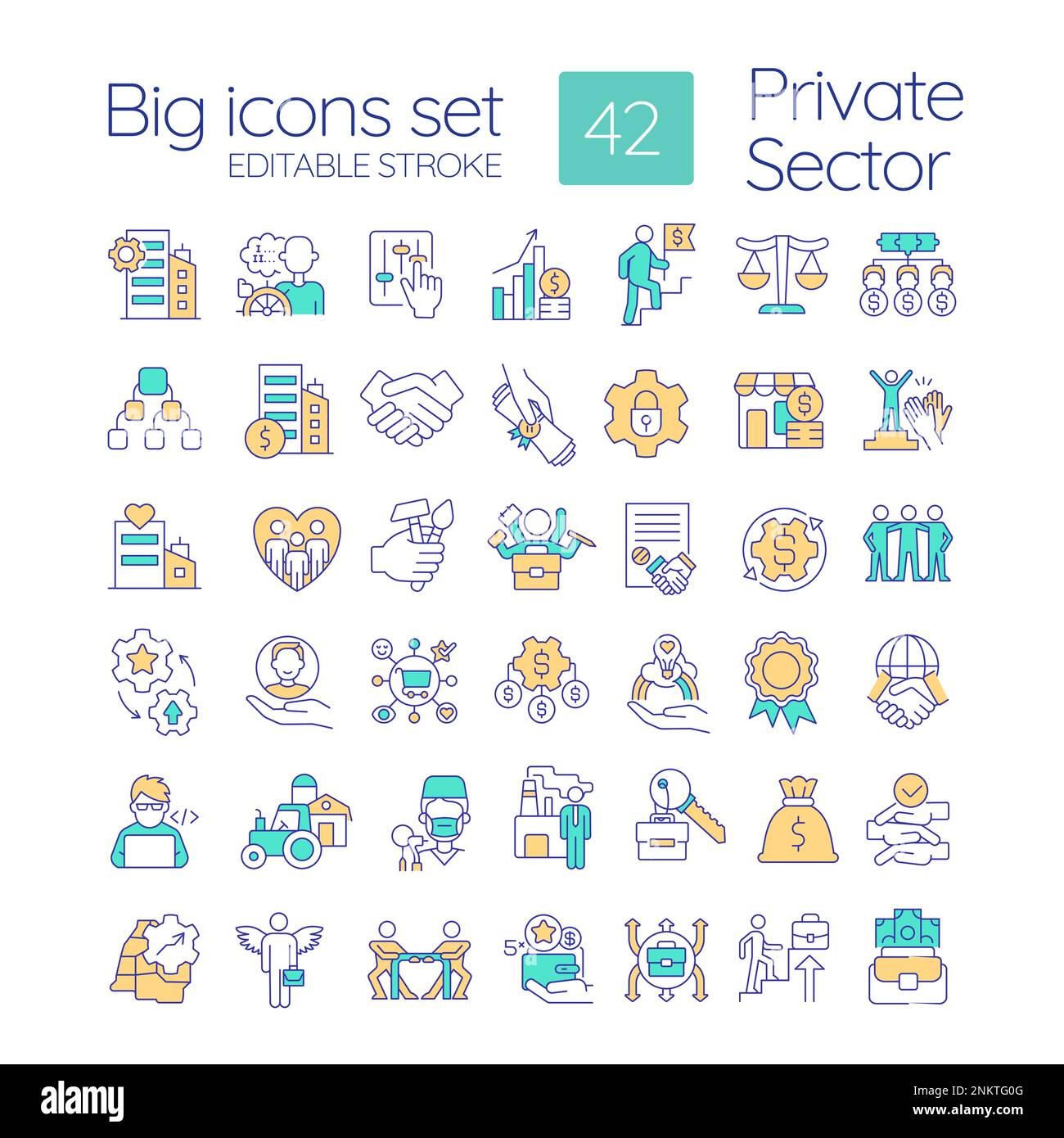 Private sector of economics RGB color icons set Stock Vector Image ...