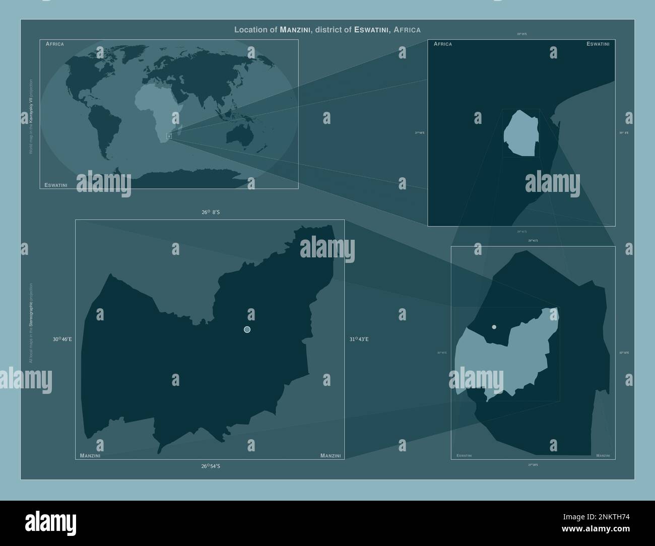 Manzini, district of Eswatini. Diagram showing the location of the ...