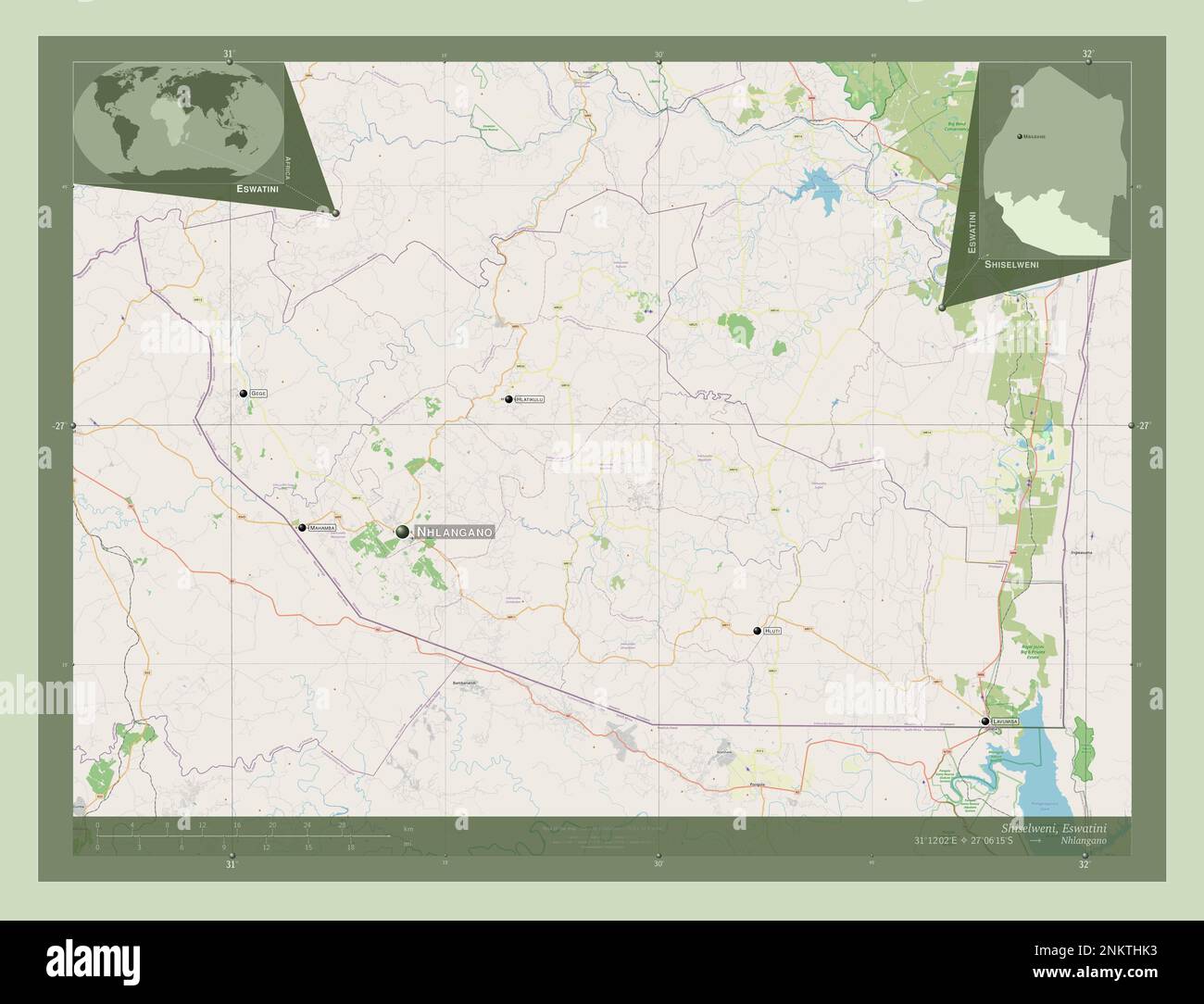 Shiselweni, district of Eswatini. Open Street Map. Locations and names ...