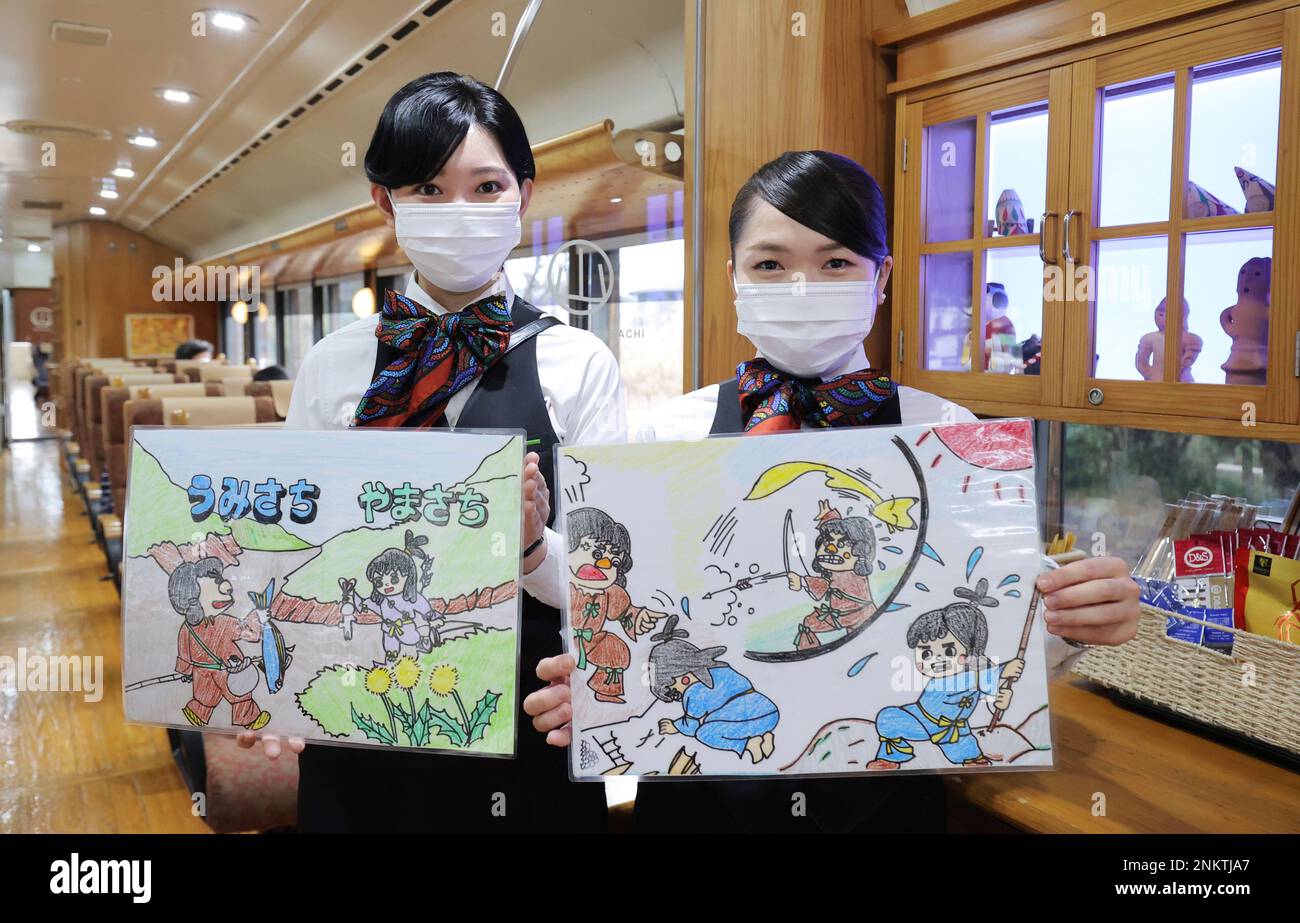 The staffs tell a story with picture cards inside of a sightseeing ...