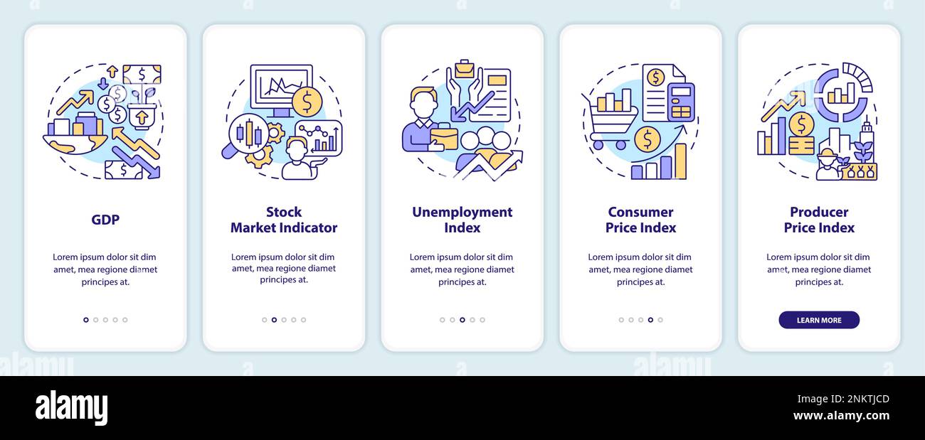 Economic Indicators Onboarding Mobile App Screen Stock Vector Image And Art Alamy