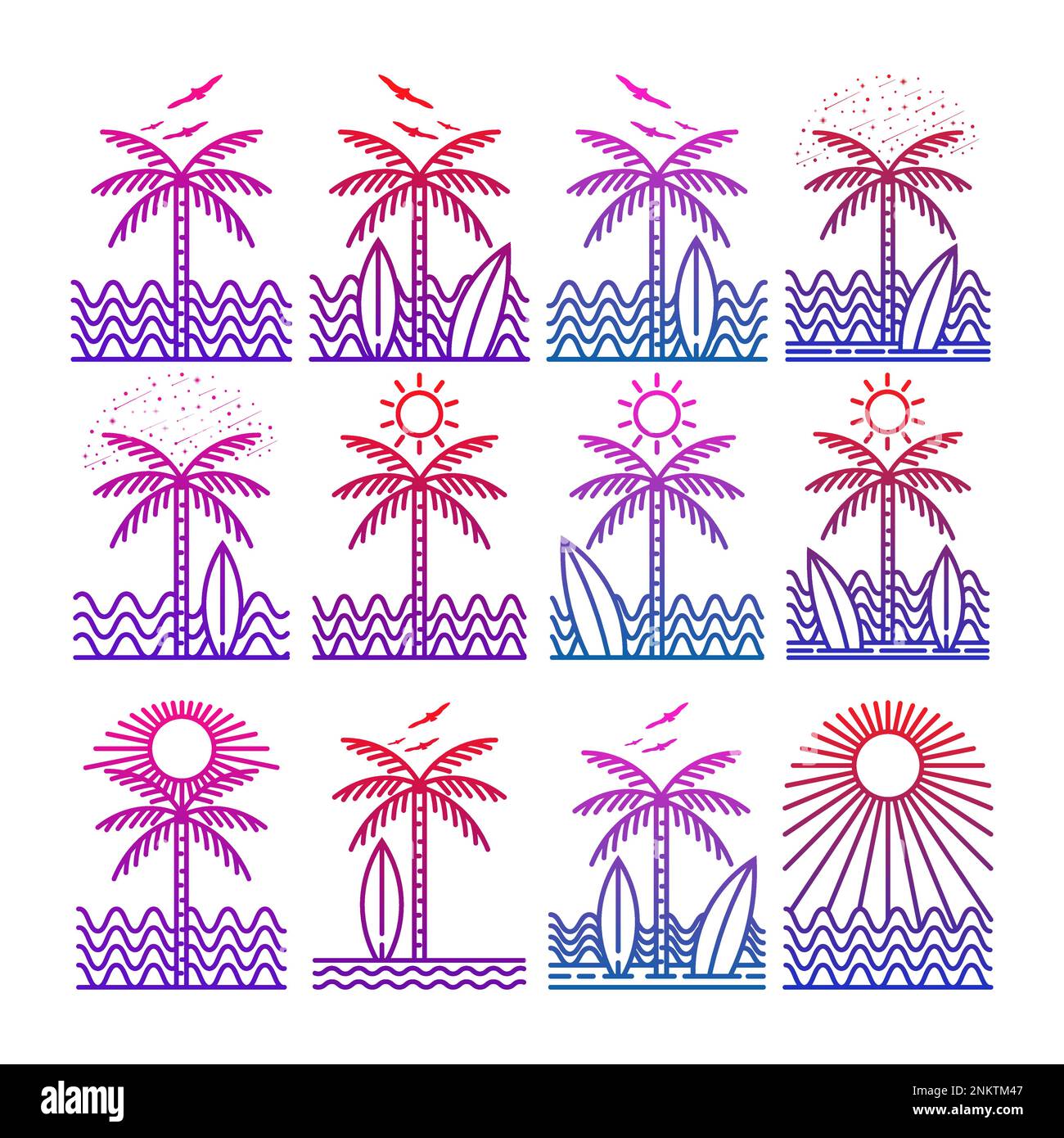Summer theme artwork collection. Editable, resizable, EPS 10, vector ...