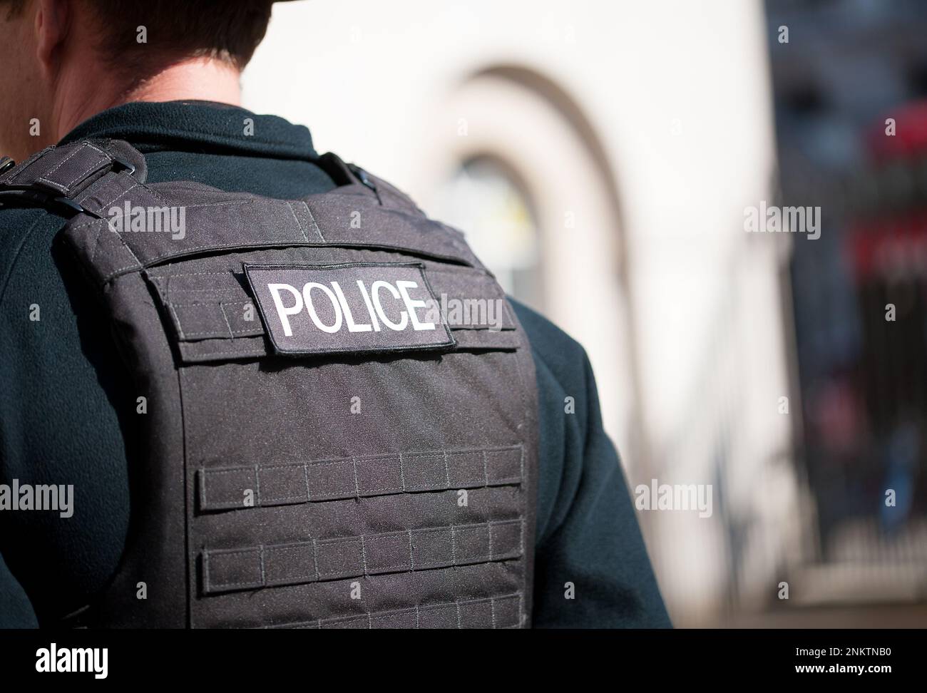 Whitehall, London, UK. 16th July 2016. Police logo patch, being worn on ...