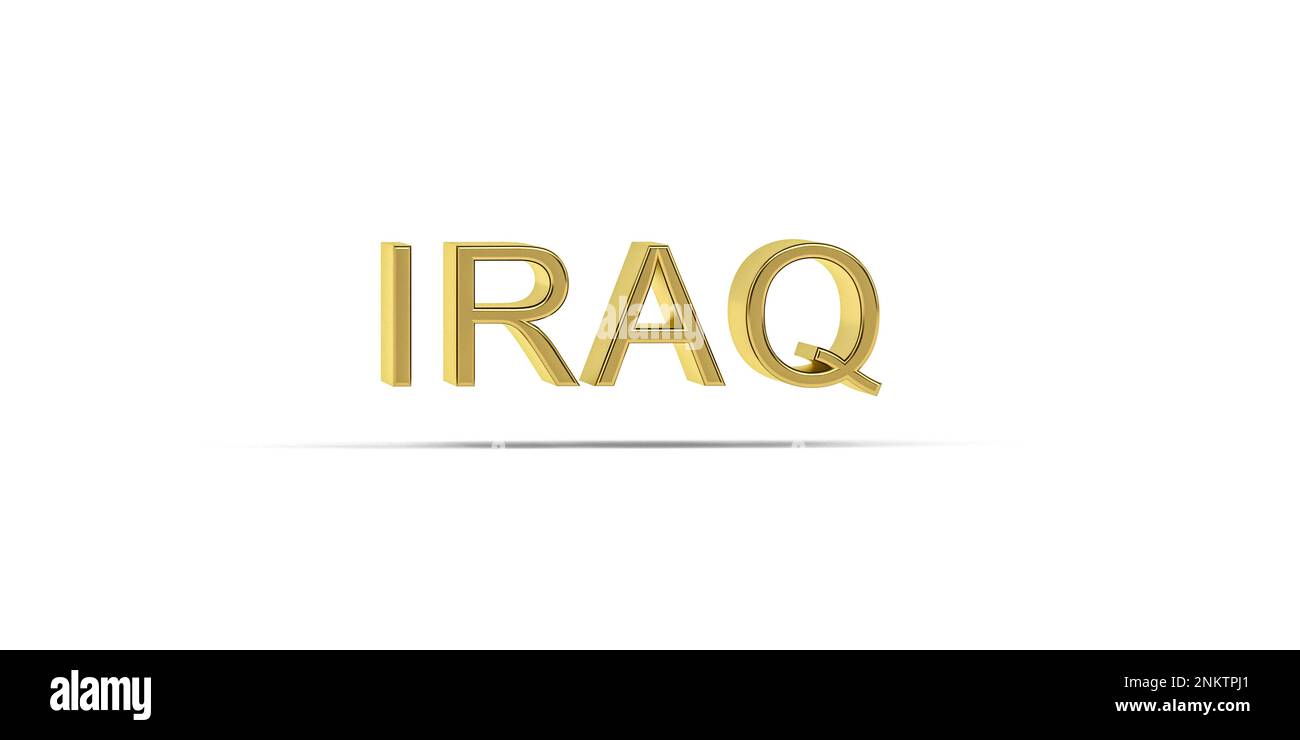 Golden 3D country inscription isolated on white background - 3D render ...