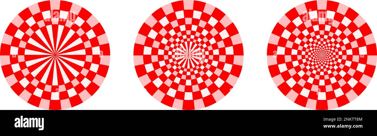 Icon Set Of Abstract Radial Circular Design Element With Checkered