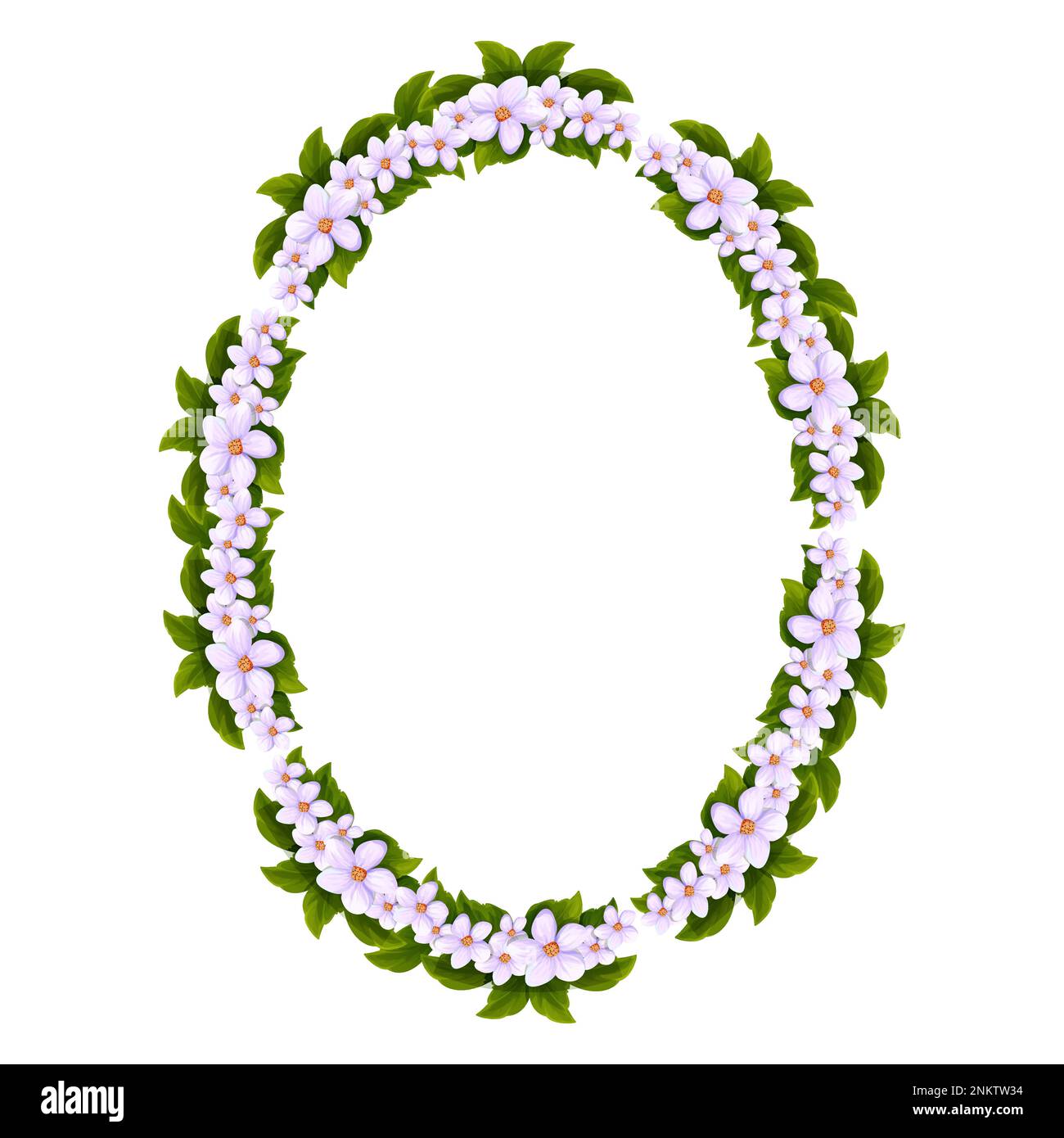 Spring wreath cherry blossom circle frame, border decoration with ...