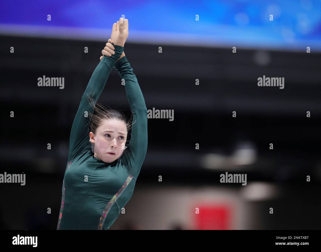 Kamila Valiev, Russian Olympic Committee figure skater, attends a ...