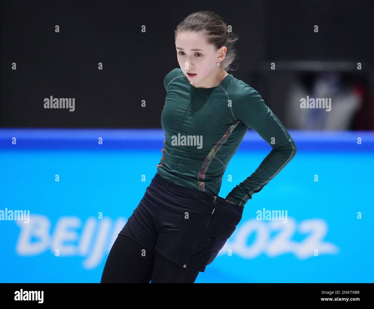 Kamila Valiev, Russian Olympic Committee figure skater, attends a ...