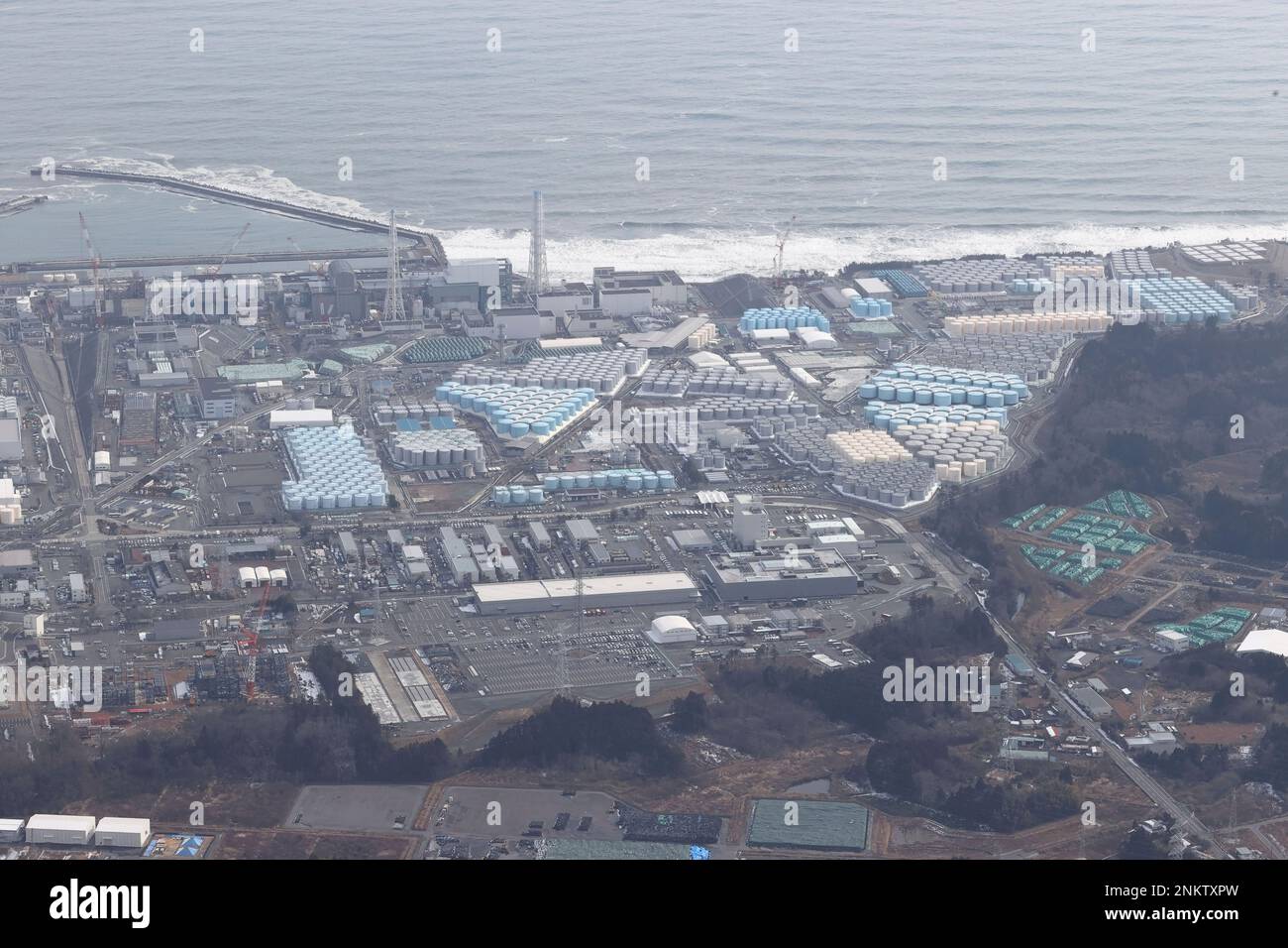 An aerial photo shows the Fukushima No. 1 Nuclear Power Plant operated ...