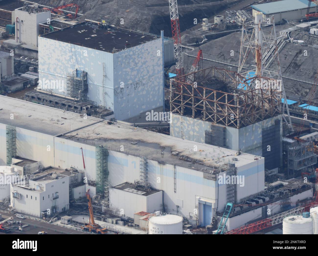 An aerial photo shows Unit 1, 2 of the Fukushima No. 1 Nuclear Power ...