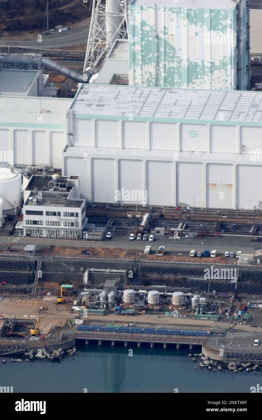 An aerial photo shows Unit 5 of the Fukushima No. 1 Nuclear Power Plant ...