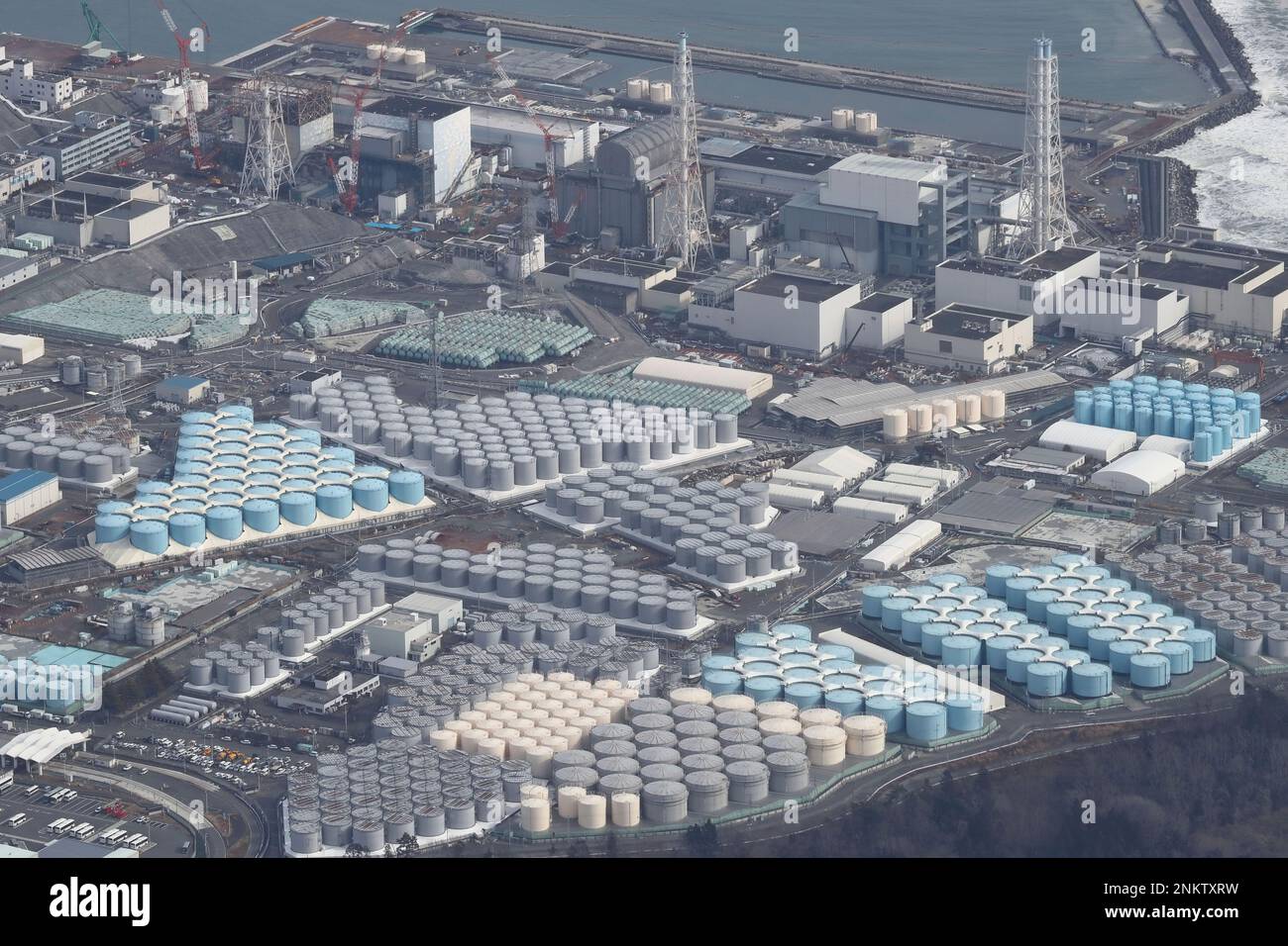 An aerial photo shows the Fukushima No. 1 Nuclear Power Plant operated ...