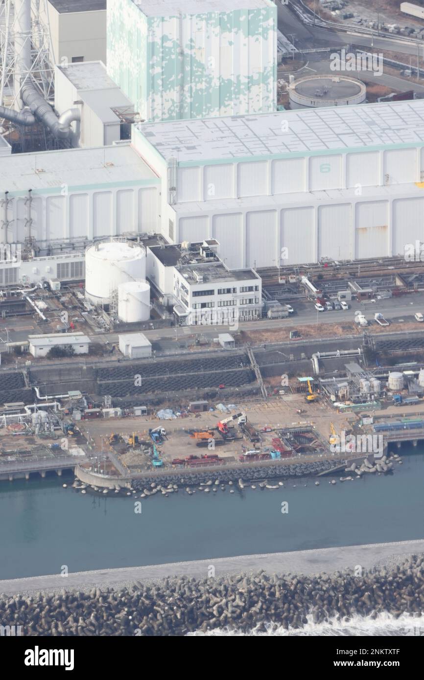 An aerial photo shows Unit 5 of the Fukushima No. 1 Nuclear Power Plant ...