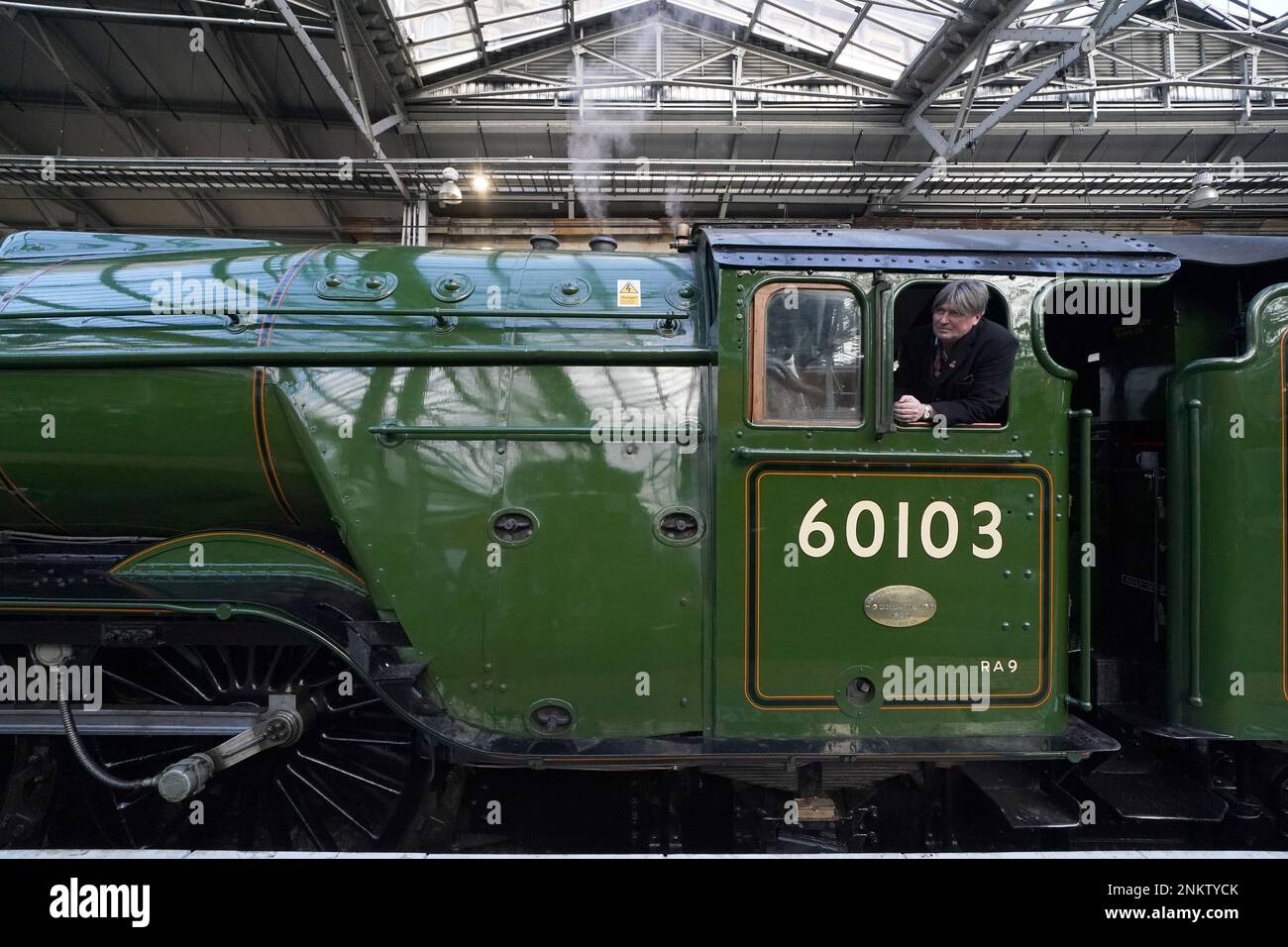 Poet Laureate Simon Armitage on board the Flying Scotsman during an ...