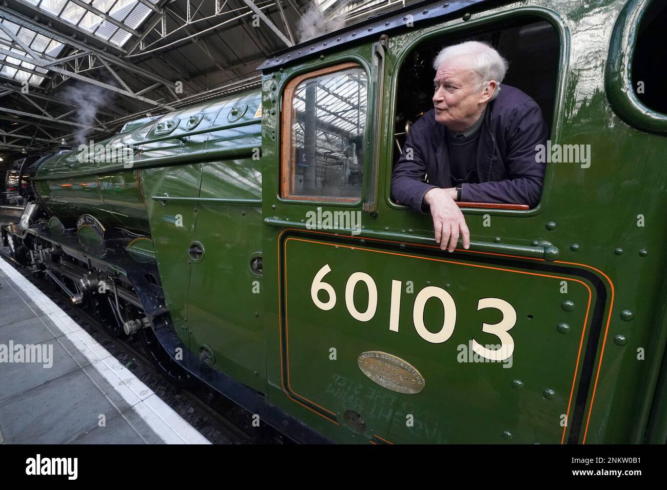 Engineer Peter Walker on board the Flying Scotsman during an event at ...