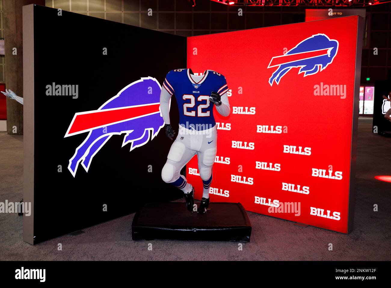 LOS ANGELES, CA - FEBRUARY 08: Detail view of the Buffalo Bills uniform ...