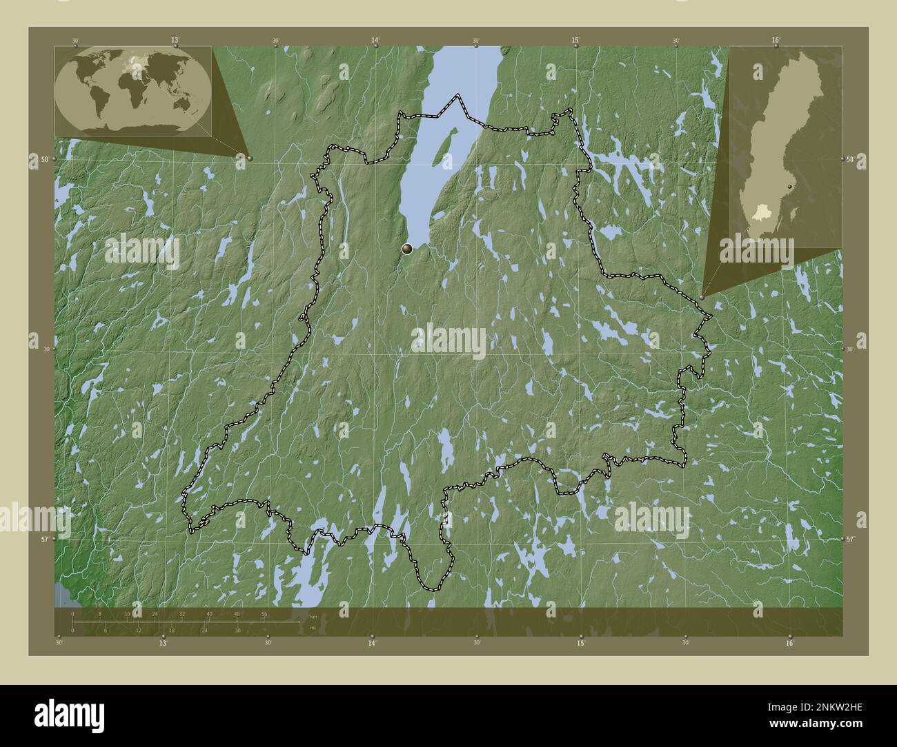 Jonkoping, county of Sweden. Elevation map colored in wiki style with ...