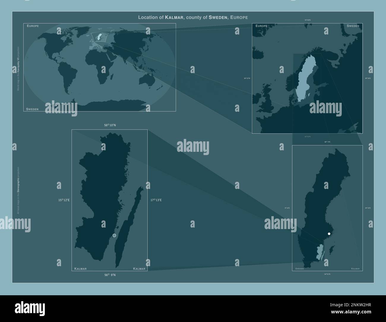 Kalmar, county of Sweden. Diagram showing the location of the region on ...
