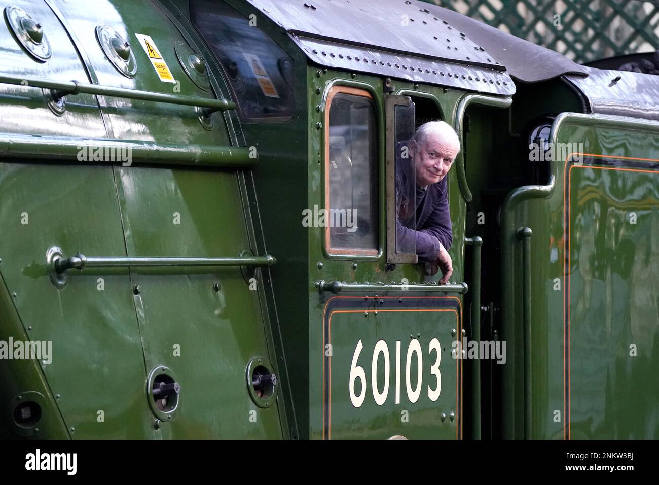 Engineer Peter Walker on board the Flying Scotsman during an event at ...
