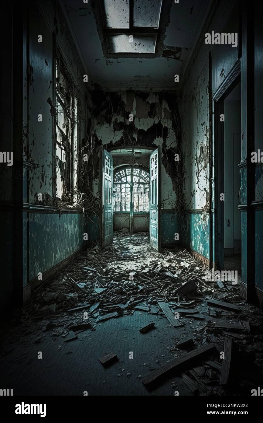Broken old and abandoned house interior Stock Photo - Alamy