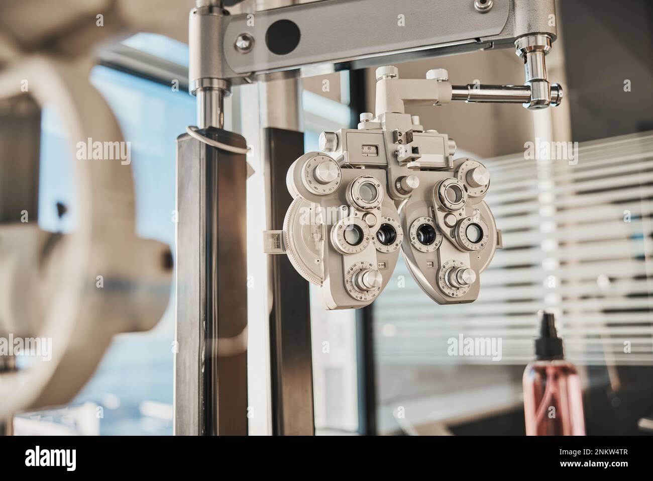 Vision, optometry and healthcare in an optician office with an ...
