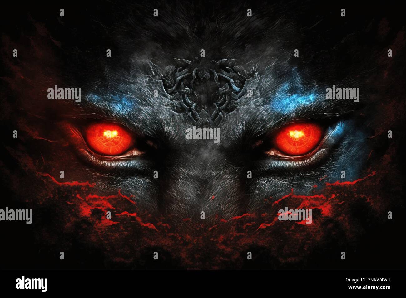 A red glowing wolf eyes illustrations of evil animal character Stock ...