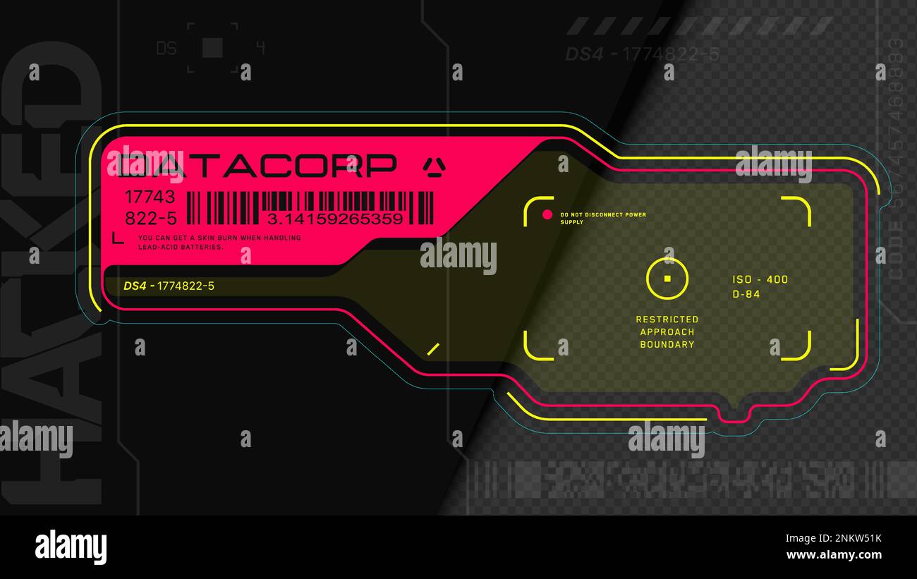 Cyberpunk decal. Vector sticker, label in futuristic style. Sci fi ...