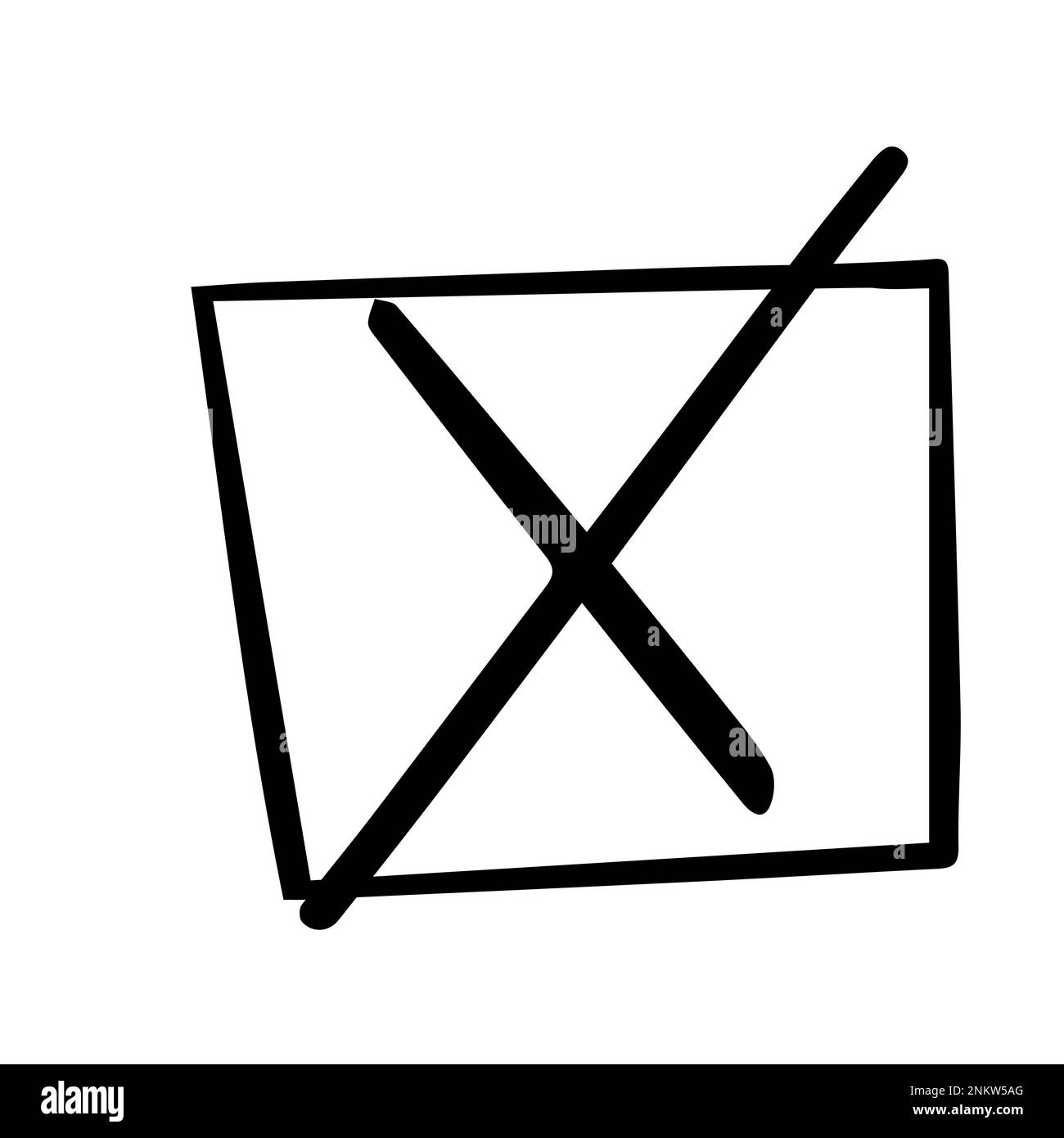 Cross shape negative cancel sign, ink checkmark in doodle style ...