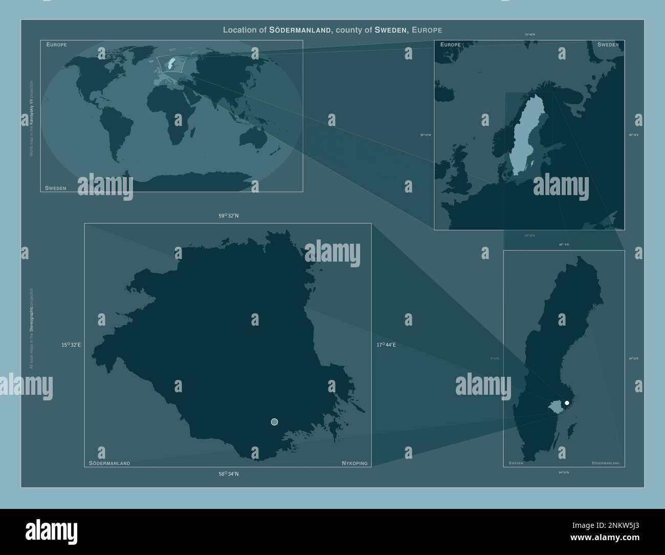 Sodermanland, county of Sweden. Diagram showing the location of the ...