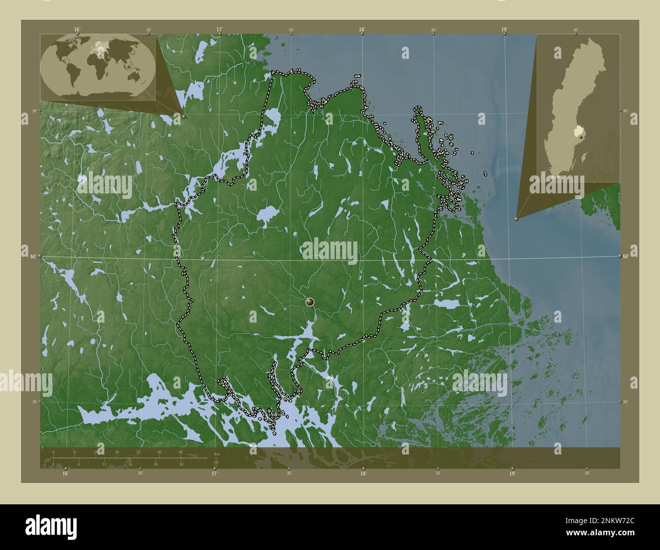 Uppsala, county of Sweden. Elevation map colored in wiki style with ...