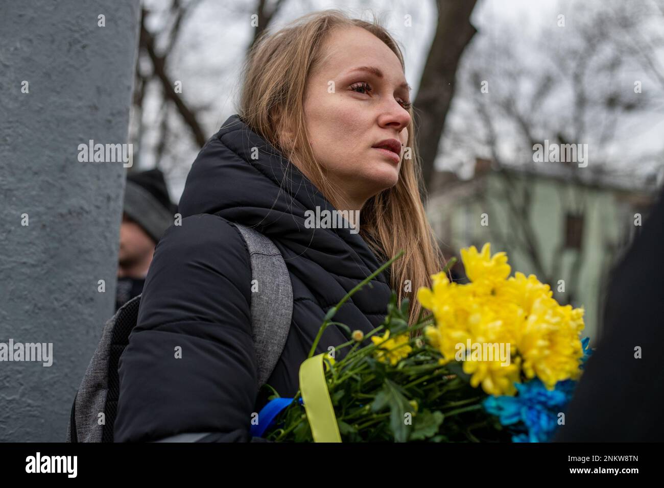 Woman near Memory wall of fallen defenders of Ukraine in Russia ...
